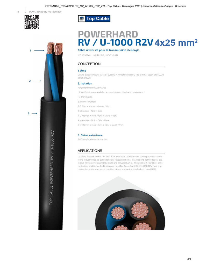 Fiche Technique Cable u1000r2v | PDF