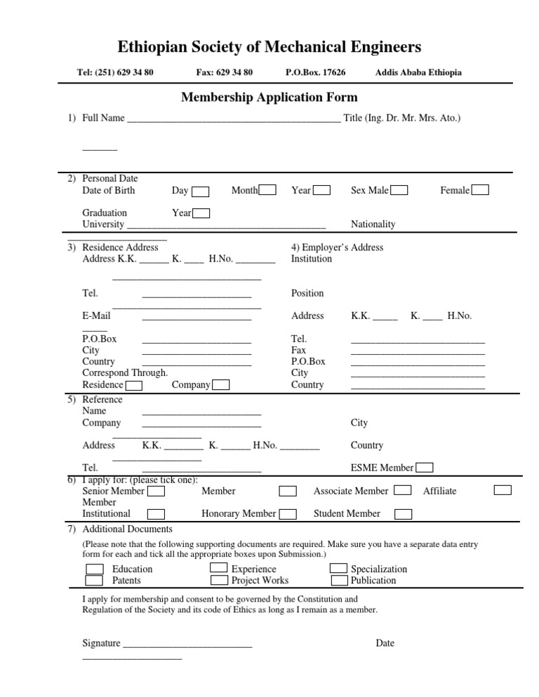 Membership Application Form | PDF