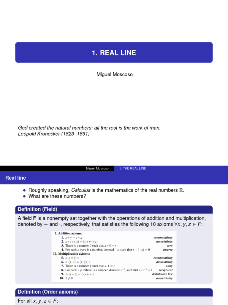 1-Real Line | PDF | Field (Mathematics) | Mathematics