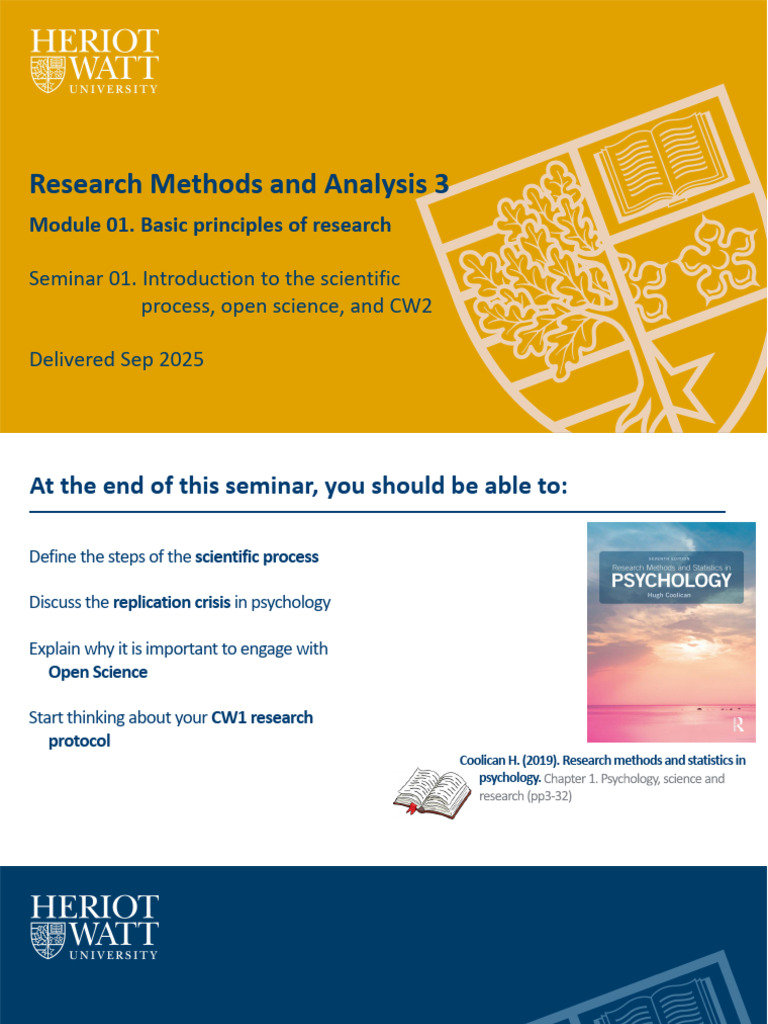 W01 Seminar 2hour 2025 - Updated | PDF | Science | Scientific Method