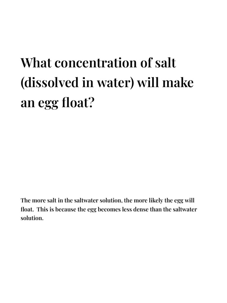 Salt & Egg Science Experiment | PDF | Density | Buoyancy