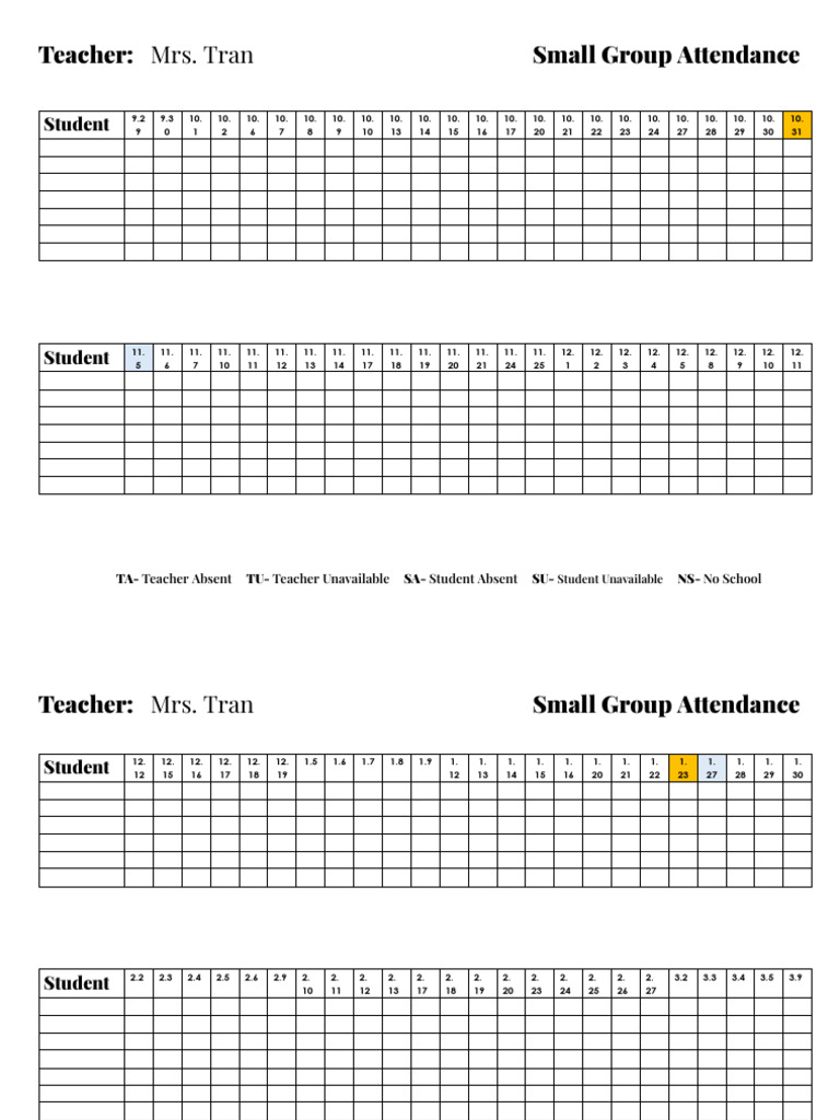 Mrs. Tran's Small Group Attendance Log | PDF | Chess Theory | Chess ...