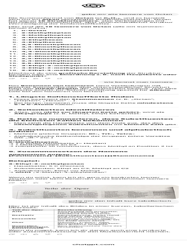 Isomere Von Octan | PDF