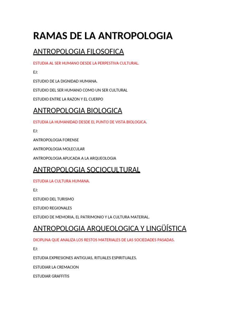 Ramas de La Antropologia | PDF