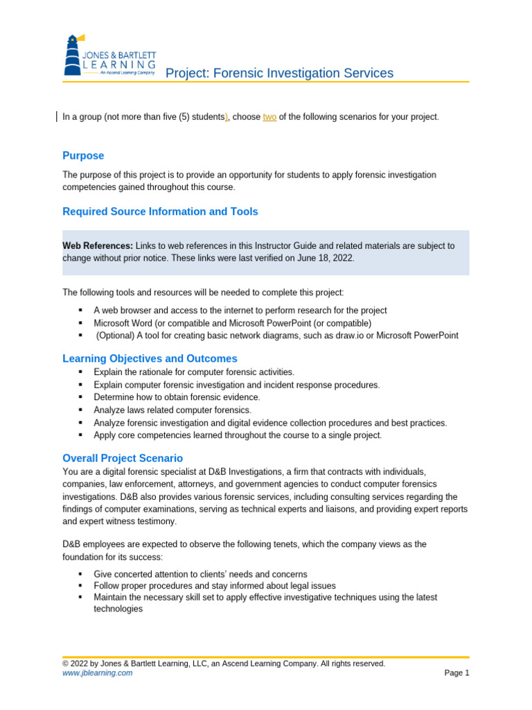 Forensic Investigation Project Guidelines | PDF | Digital Forensics ...