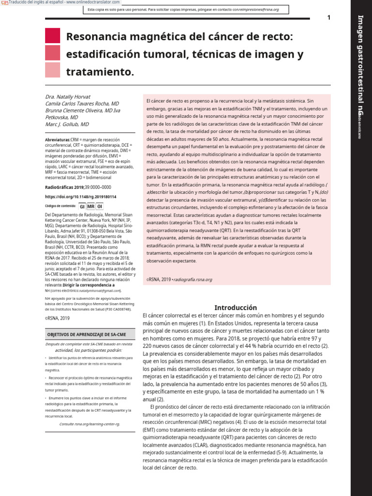 Rsna Mri Cancer de Colon - En.es | PDF | Cáncer | Cáncer colonrectal