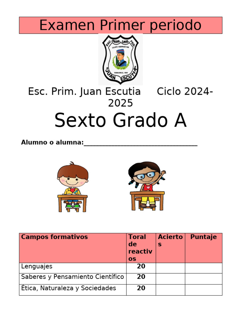 Examen de Sexto Grado: Primer Periodo | PDF | Biodiversidad | Adverbio