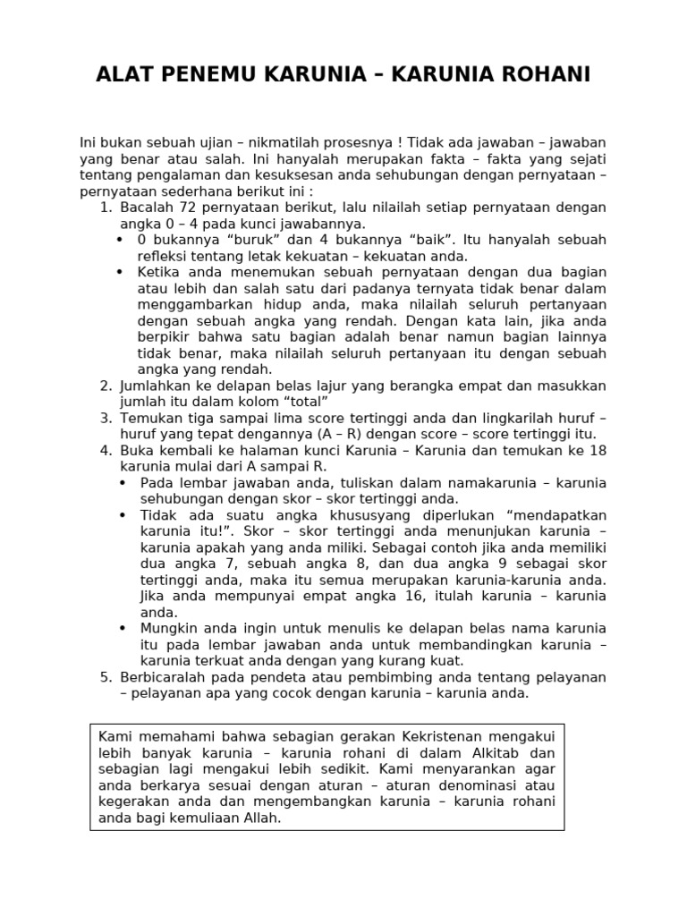 Alat Penemu Karunia Rohani | PDF