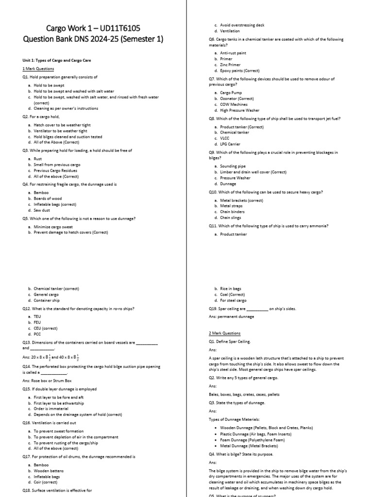 Share Questions Bank | PDF | Cargo | Crane (Machine)