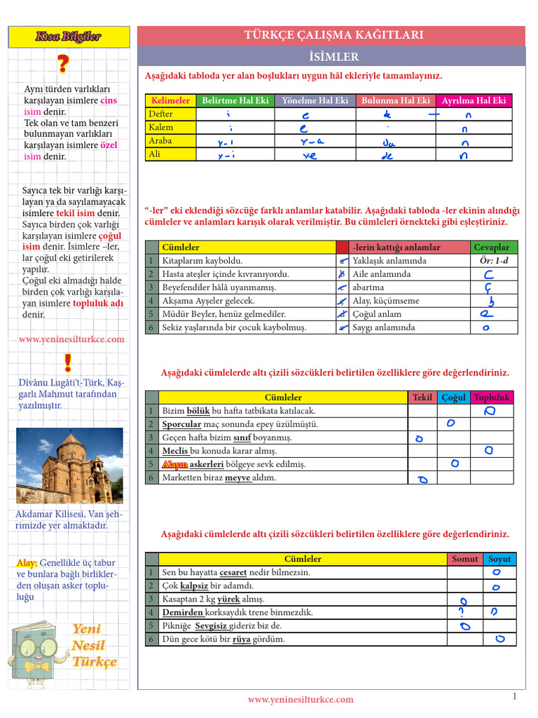 Isimler Calisma Kagidi 1 | PDF