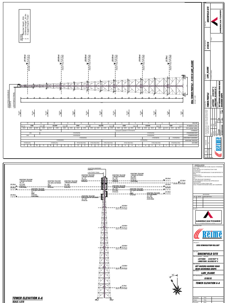 60m Angular Tower Profile and Layout | PDF | Geodesy | Geographical ...