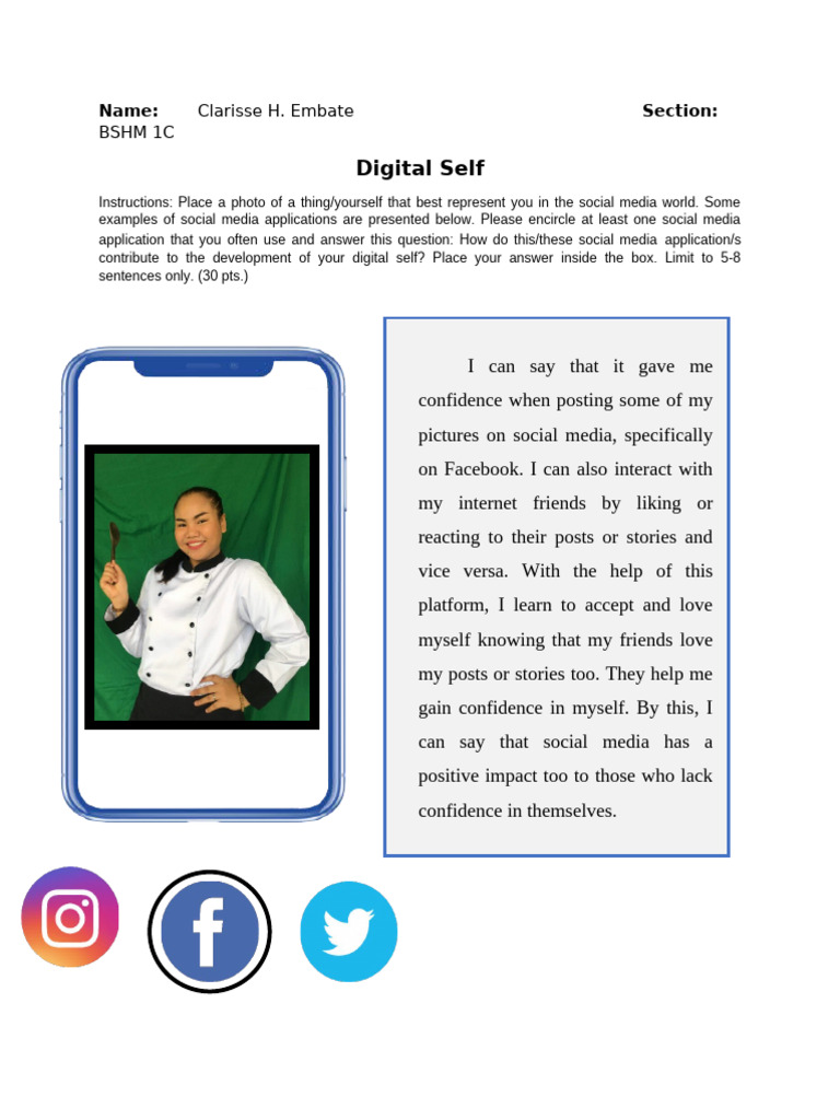 Embate, Clarisse BSHM 1C - Activity 4 (Digital Self) | PDF