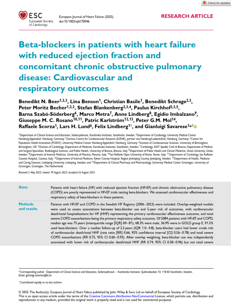 European J of Heart Fail - 2025 - Beer - Beta%E2%80%90blockers in ...