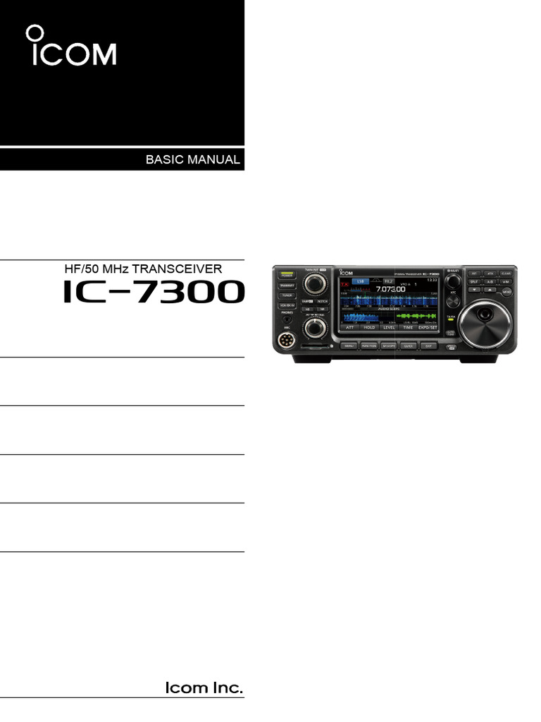 Icom IC-7300 Basic Manual Guide | PDF | Electrical Connector | Electronics