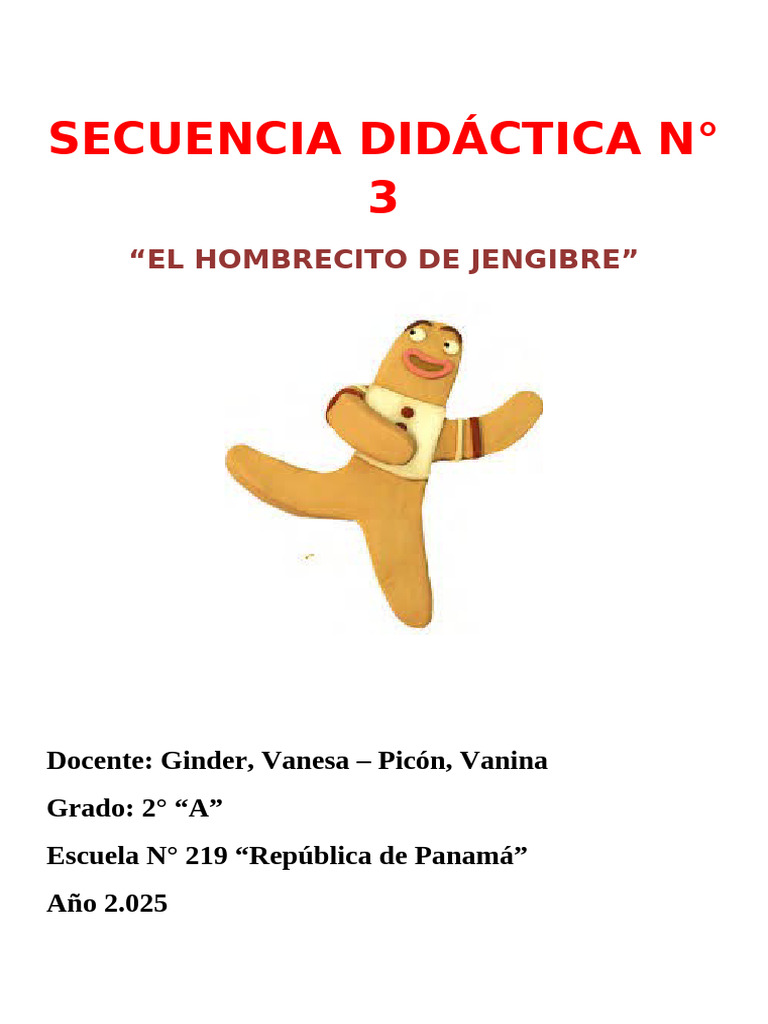 SECUENCIA DIDÁCTICA N 4 EL HOMBRECITO DE JENGIBRE | PDF
