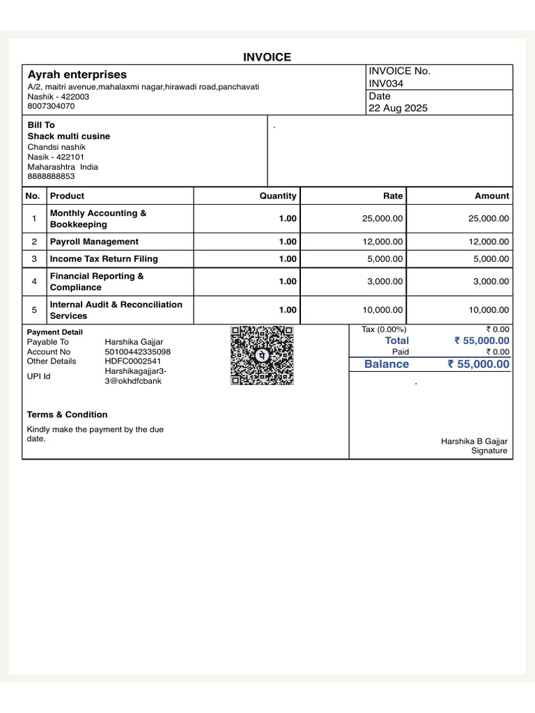 Invoice for Accounting Services | PDF
