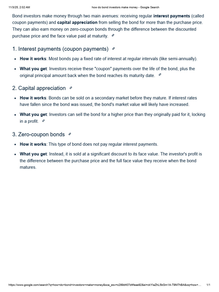 How Bond Investors Make Money. | PDF