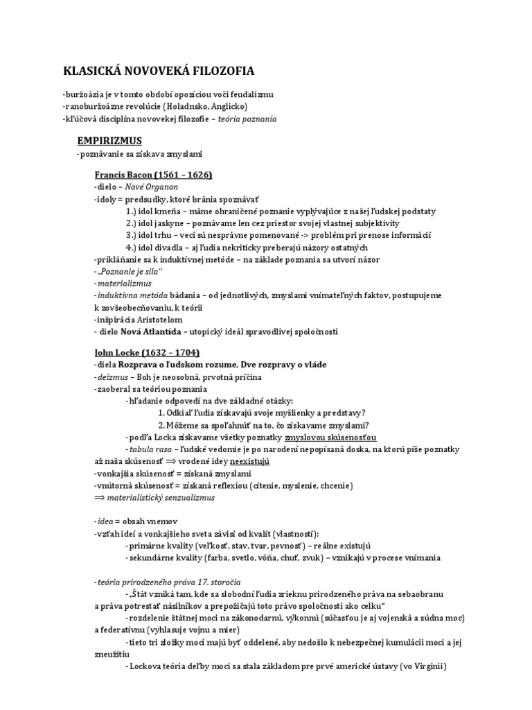 Klasická Novoveká Filozofia | PDF