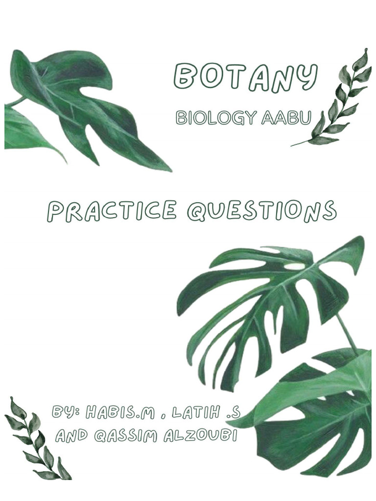 Botany Midterm Practice Questions | PDF | Cell (Biology) | Nucleotides