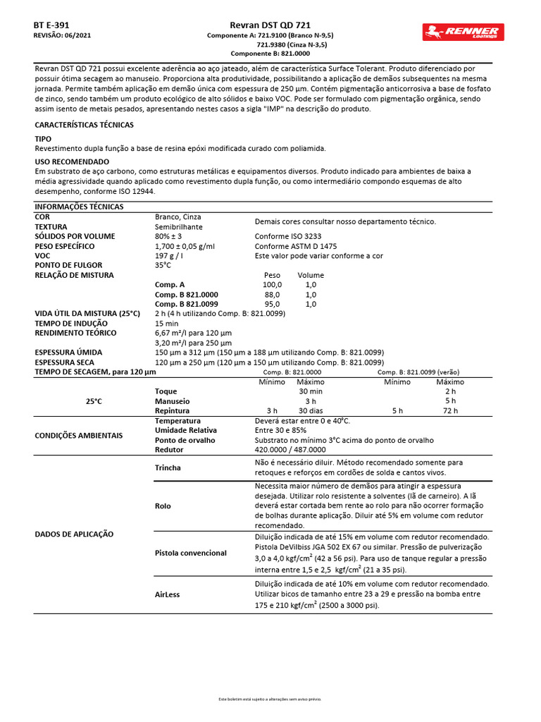 Revran DST QD 721: Características e Aplicação | PDF | Aço | Temperatura