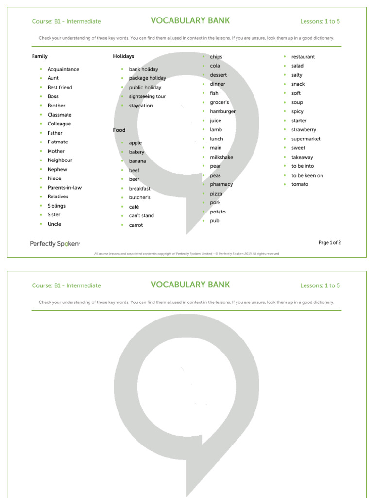 B1 Vocab | PDF