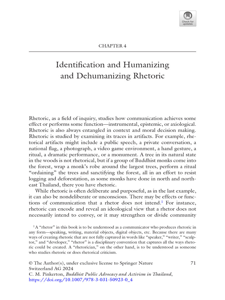 Pinkerton RE Identification and Humanizing and Dehumanizing Rhetoric | PDF | Rhetoric | Concept