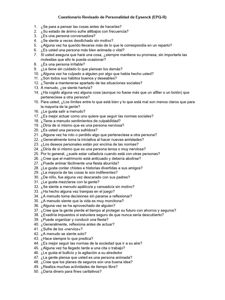 EPQ-R Completo | PDF