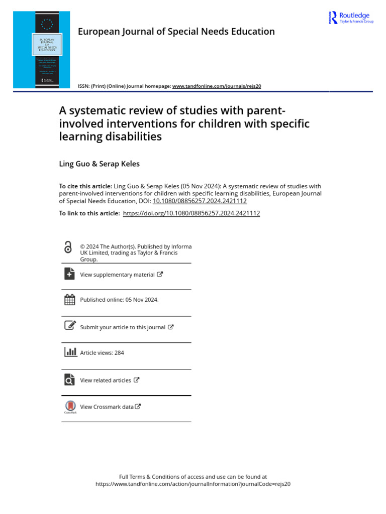 01-A Systematic Review of Studies With Parent-Involved Interventions ...
