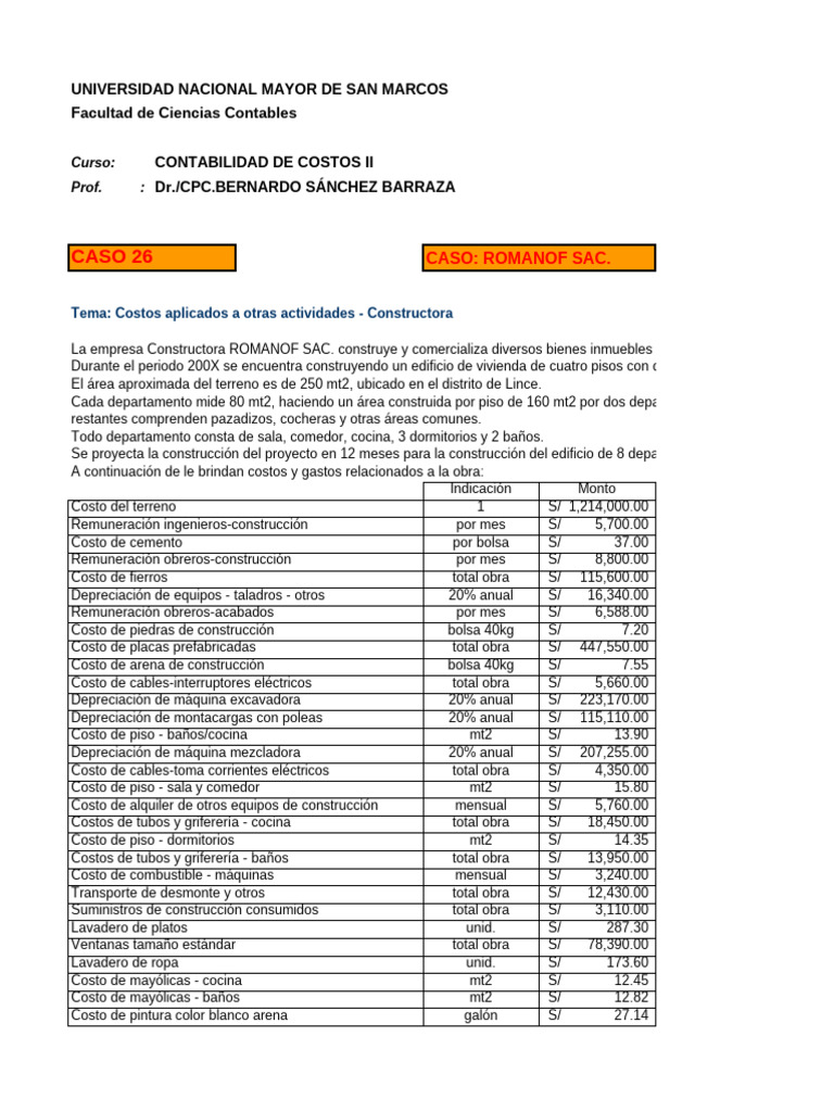 C26 CONSTRUCCION ROMANOF CONTA COSTOS II | PDF