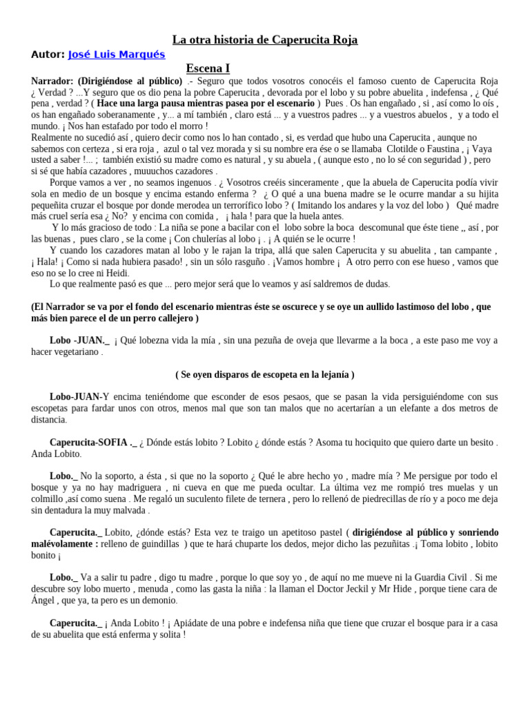 Obra de Teatro Caperucita | PDF | Caperucita Roja