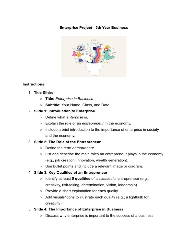 Enterprise Project - 5th Year Business | PDF