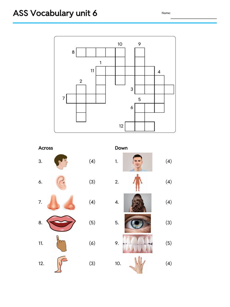 Ass Vocabulary Unit 6 Crossword (1) | PDF