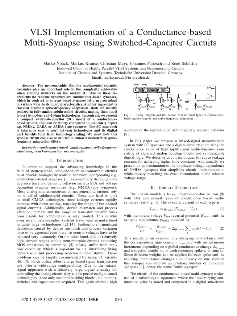 3.conductance Based SC Noack 2014 | PDF | Synapse | Operational Amplifier