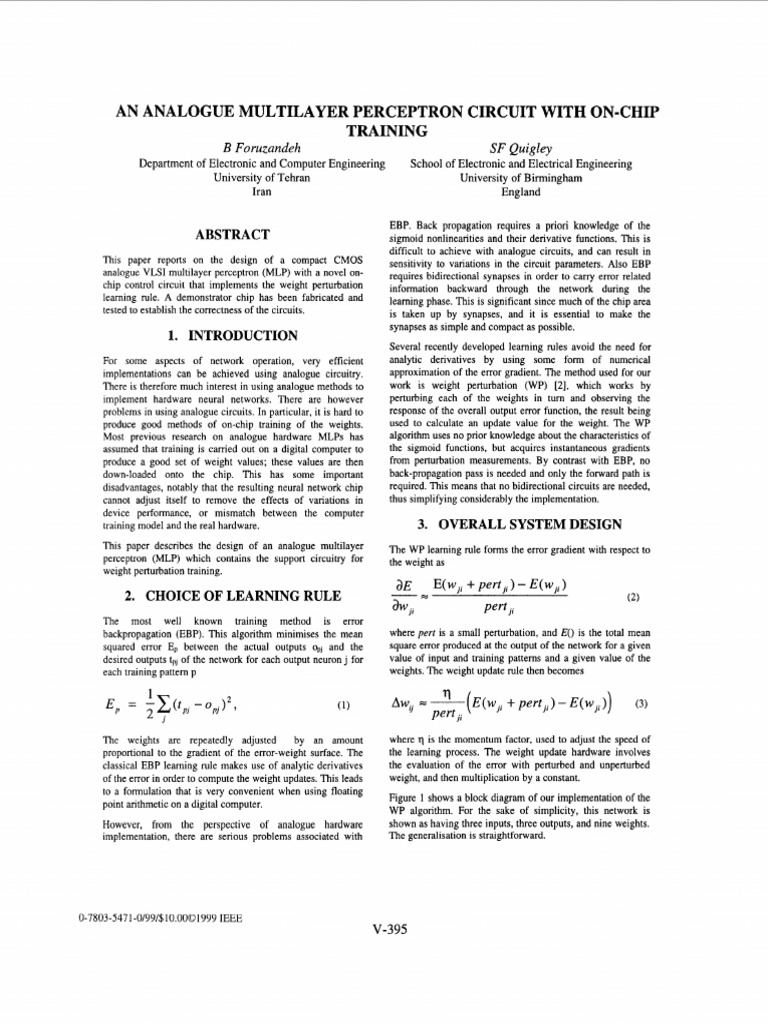 24.an Analogue Multilayer Perceptron Circuit With Onchip Training | PDF ...