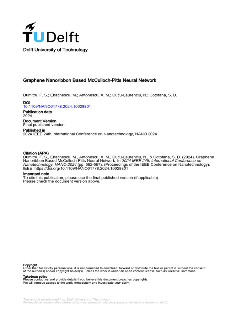 Aphene Nanoribbon Based McCulloch-Pitts Neural Network | PDF | Logic ...