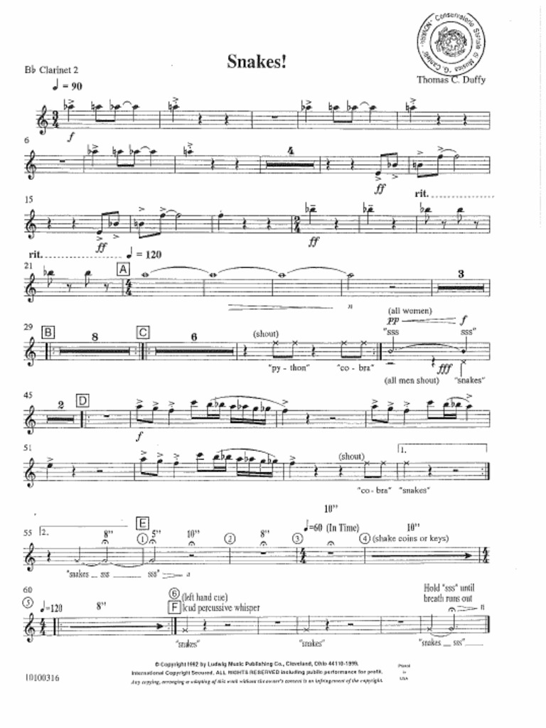 07 Snakes - 2nd Bb Clarinet | PDF