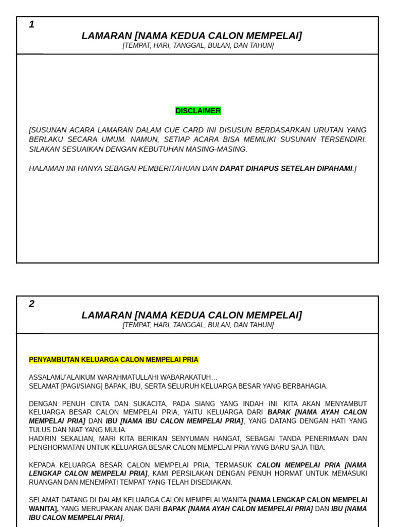 Skrip MC Lamaran (Versi Modern Romantis, Hangat Dan Elegan) - Format ...