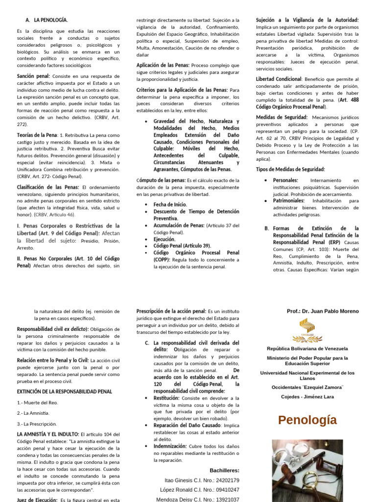 PENOLOGÍA Triptico | PDF | Castigos | Derecho penal