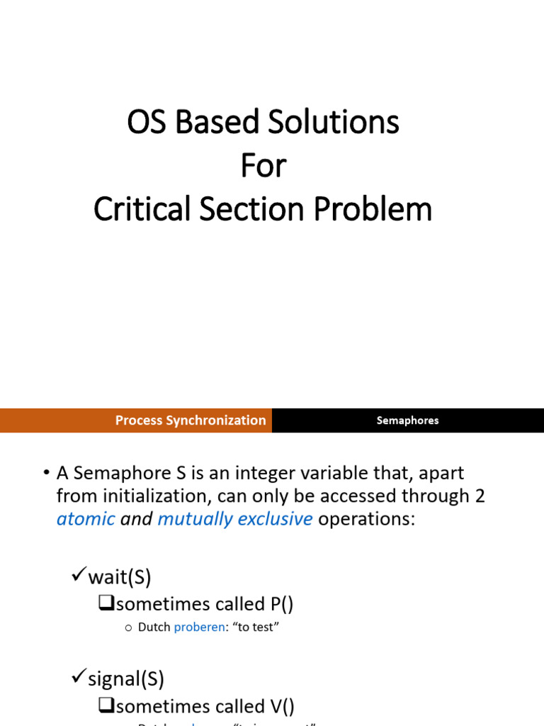 5 Process - Synchronization-OS Based Solutions | PDF | Software Engineering | Computer Engineering