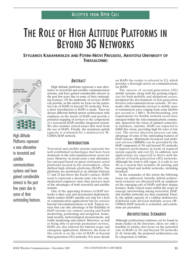 Role of High Altitude Platforms in B3 Gnetworks | PDF | Cellular ...
