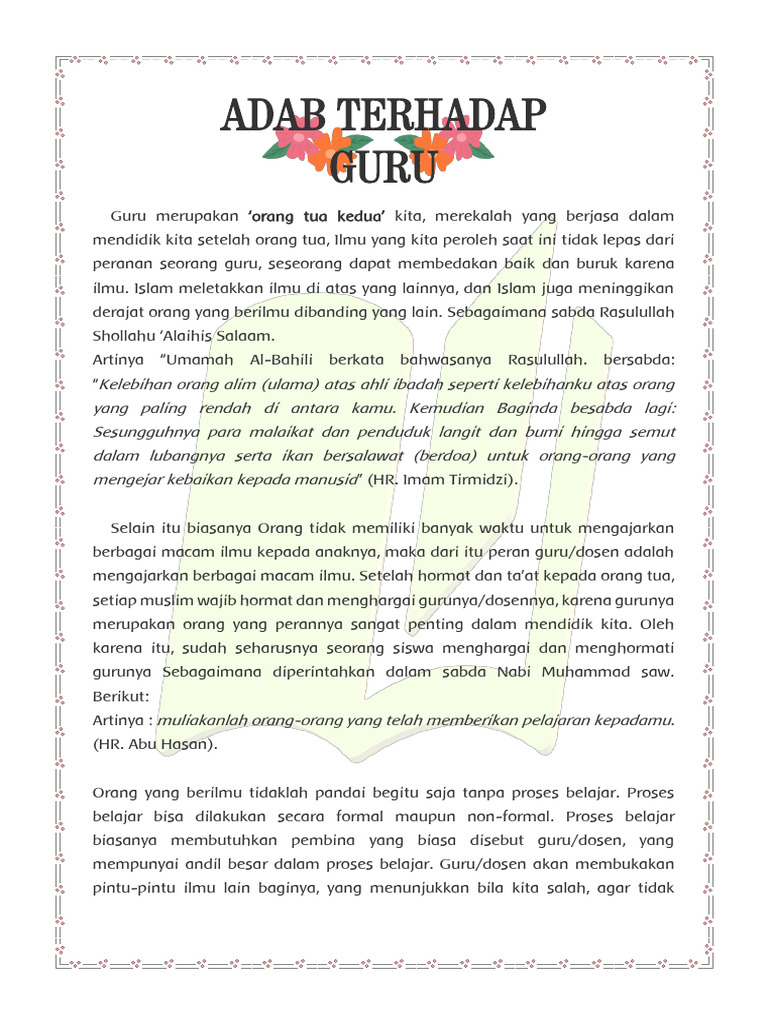 Adab Terhadap Guru | PDF