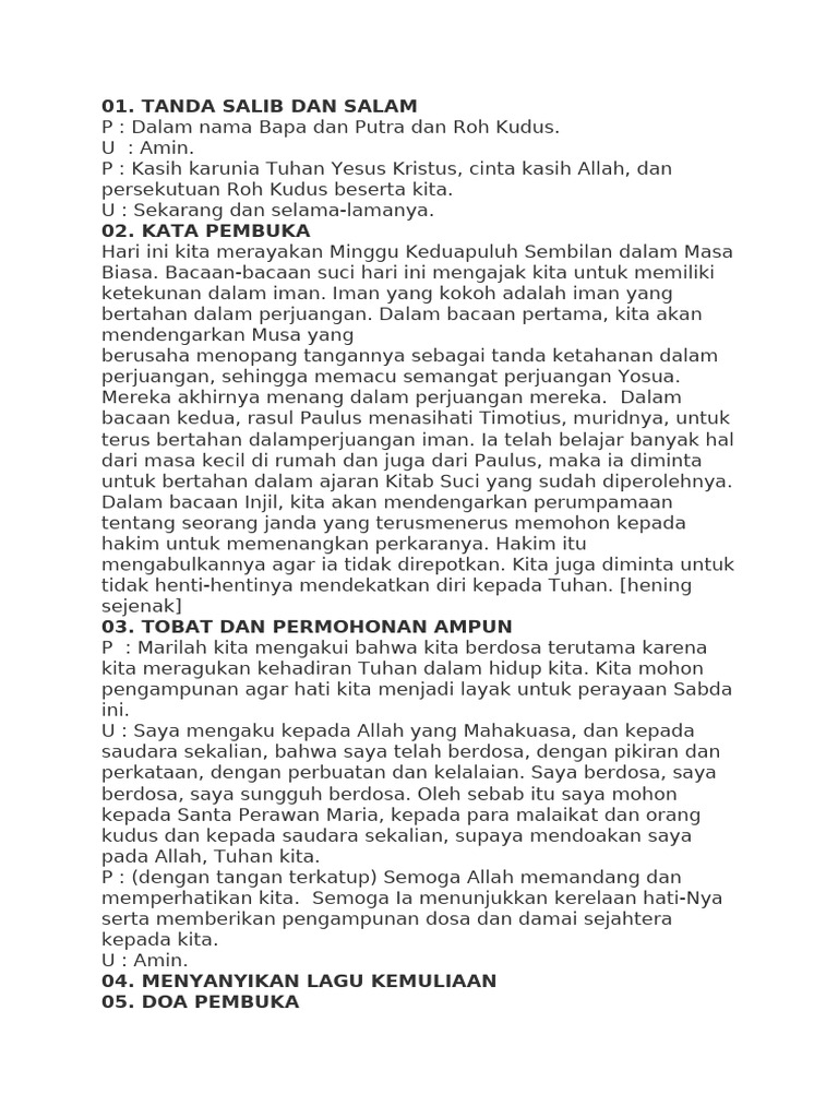 Teks Ibadat Sabda Minggu TGL 19 Oktober 2025 | PDF
