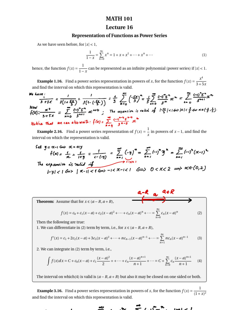 Power Series Representations in Functions | PDF | Mathematical Analysis ...