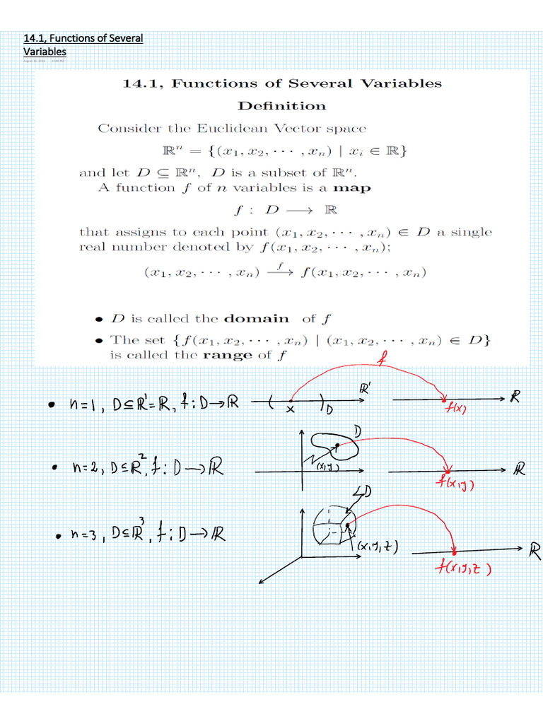 14.1, Functions of Several Variables Filled | PDF