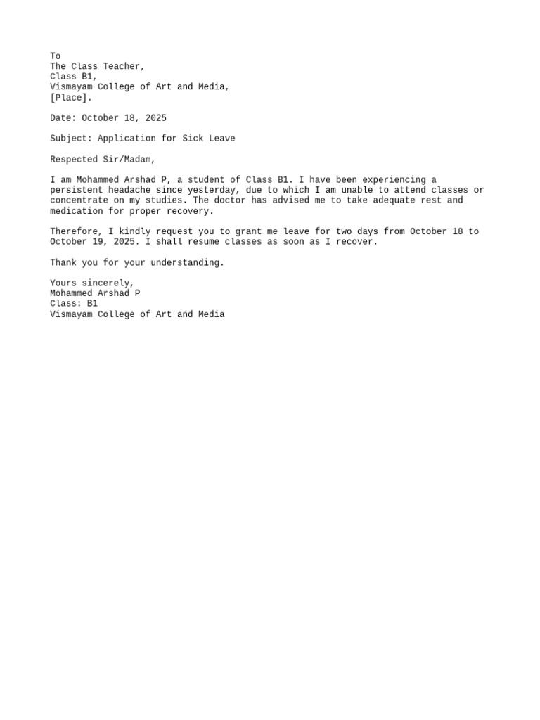 Leave Letter | PDF