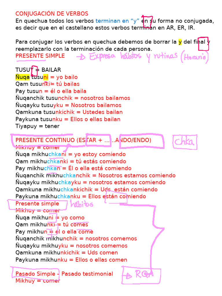 02 - Conjugación de Verbos | PDF | Sintaxis | Mecánica del lenguaje
