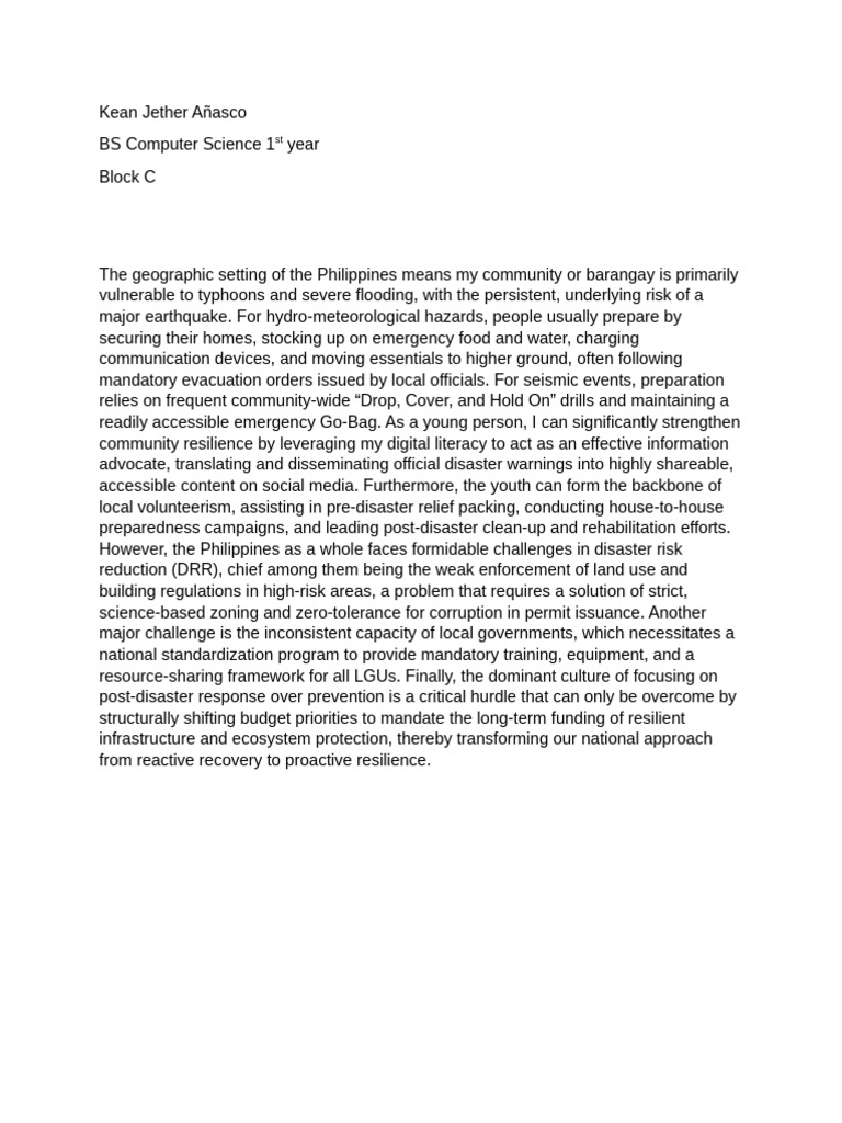 Enhancing Community Resilience in the Philippines | PDF