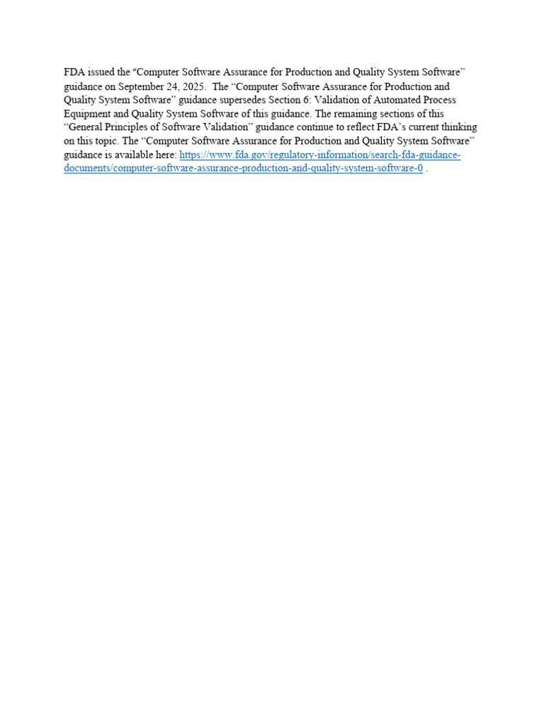 FDA Software Validation Guidance Update | PDF | Verification And ...