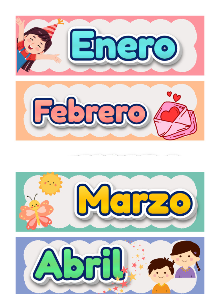 Copia de Tarjetas Educativas Meses Del Año Ilustrada Colorida ...