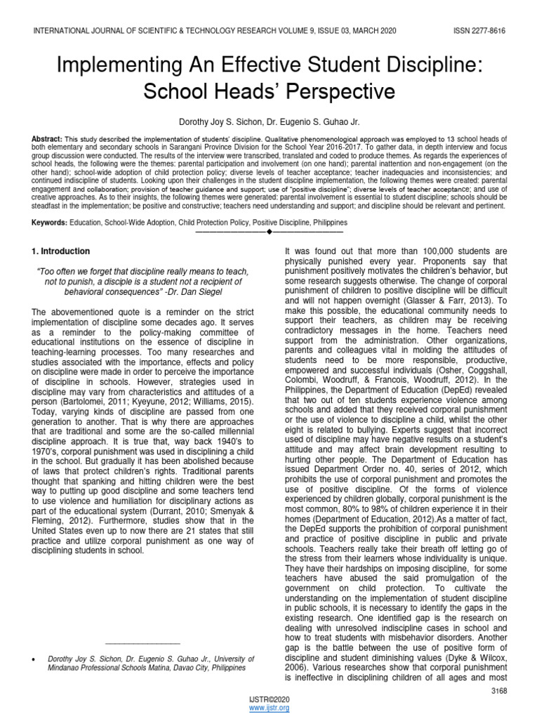Implementing An Effective Student Discip | PDF | Corporal Punishment In ...